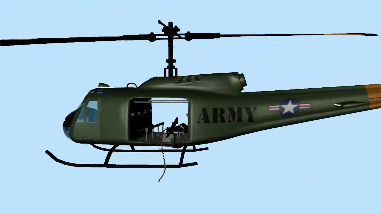 3D Bell UH-1 Iroquois military helicopter