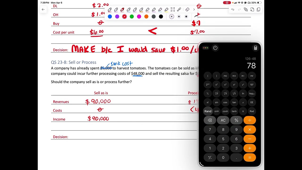 Homework | Ch. 23: Relevant Costs