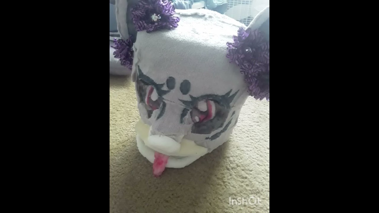 My first time making a fursuit head and tail(work in progress!! yes, I'm becoming a furry lol)💜💜😁