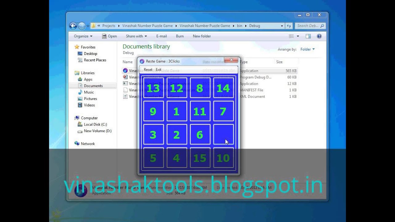 Vinashak Number Puzzle Game With Visual Basic.Net 2010 Source Code
