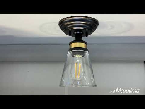 Maxxima 9" LED Semi-Flush Mount Glass Ceiling Light, ST19 Edison Bulb, 2700K Warm White, 800 Lumens