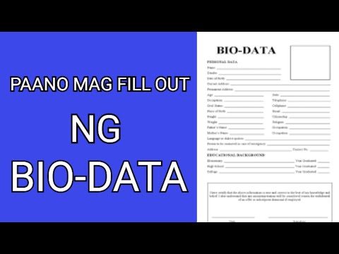 PAANO MAG FILL OUT NG BIO DATA / PAANO MAG FILL UP NG BIODATA / HOW TO FILL OUT BIO DATA