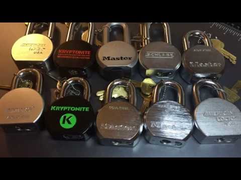 [232] Ten Assorted Round Body Padlocks Picked in a Row