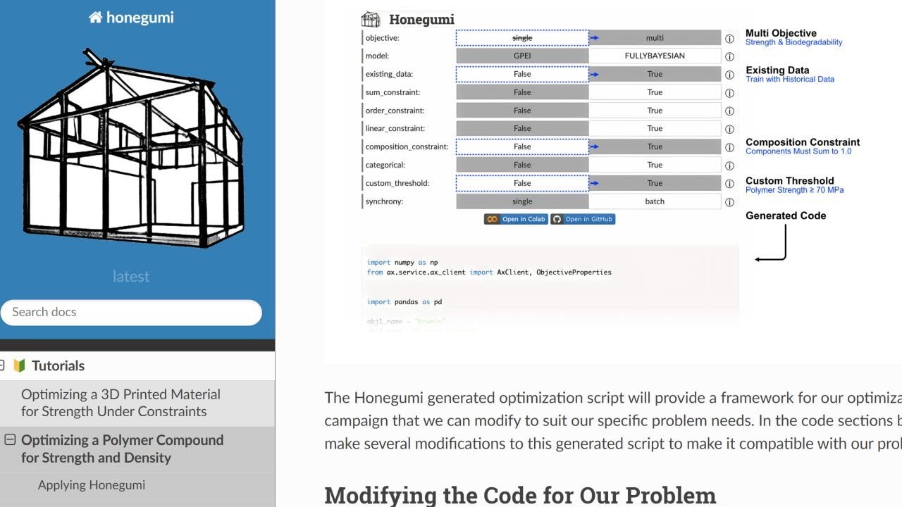 Honegumi tutorial #2. multiobjective polymer formulation