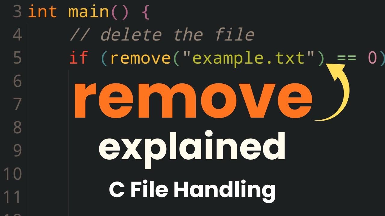 C Program to Delete a File Using remove() Function | File Handling Tutorial