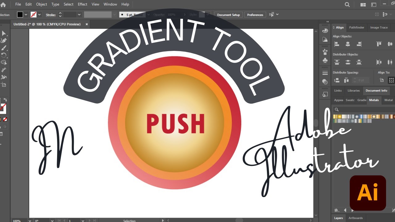 How To Design Push Button Using Gradient Tool in Adobe Illustrator