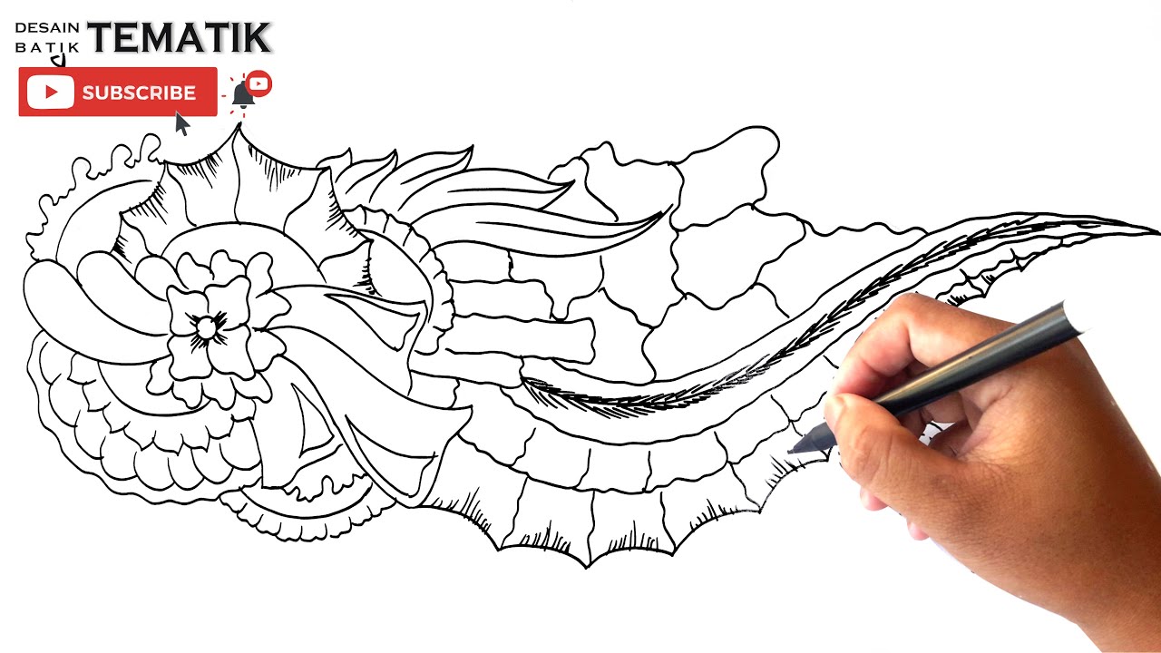Cara Menggambar Batik Motif Bunga, Batik Motif Bunga, Menggambar Batik #345 - cara menggambar batik