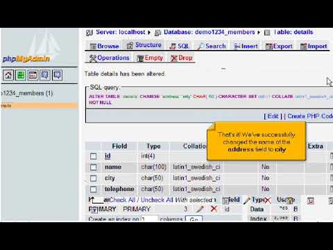 Modifying Fields In Database Tables With Phpmyadmin By webanchor.net