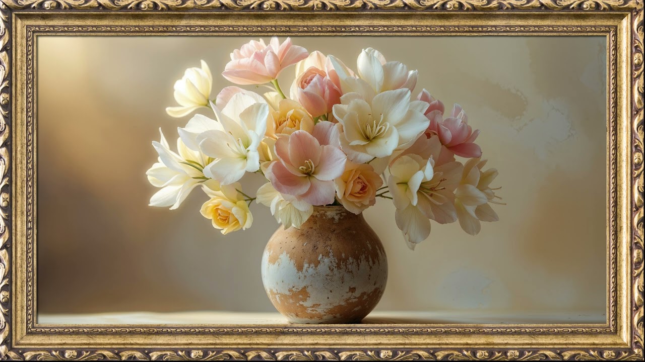 Framed Floral Painting | 8 Hours TV Wallpaper | 4K | Peace and Relaxation