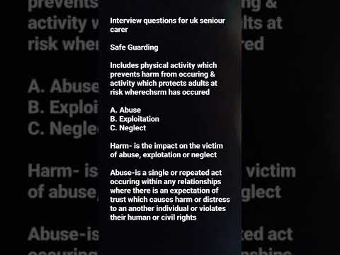Safeguarding- interview questiona and answers for seniour carer