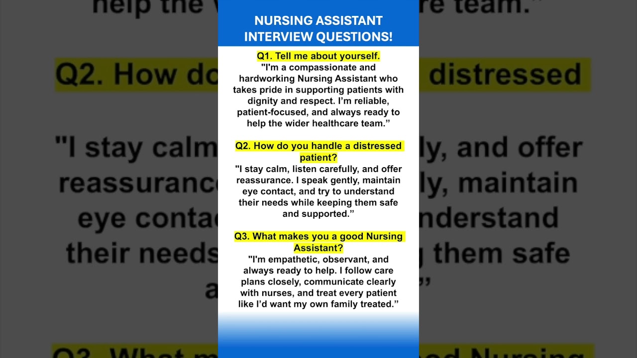 NURSING ASSISTANT INTERVIEW QUESTIONS & ANSWERS! (How to Pass Your Healthcare Interview) #Nursing