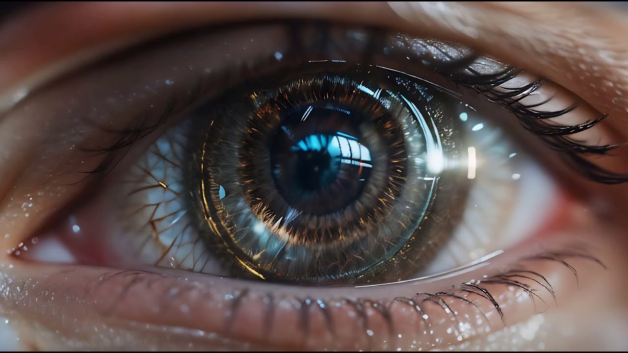 Free Stock Videos - AI animation - hi tech eye, light reflections shifting,soft glows