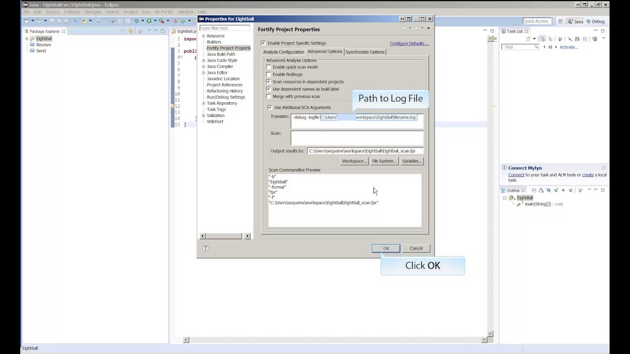 Create Debug Translation Logfile in SCA Eclipse Plugin