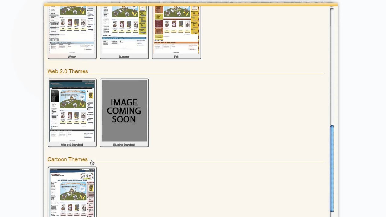 Design Settings - Change Template
