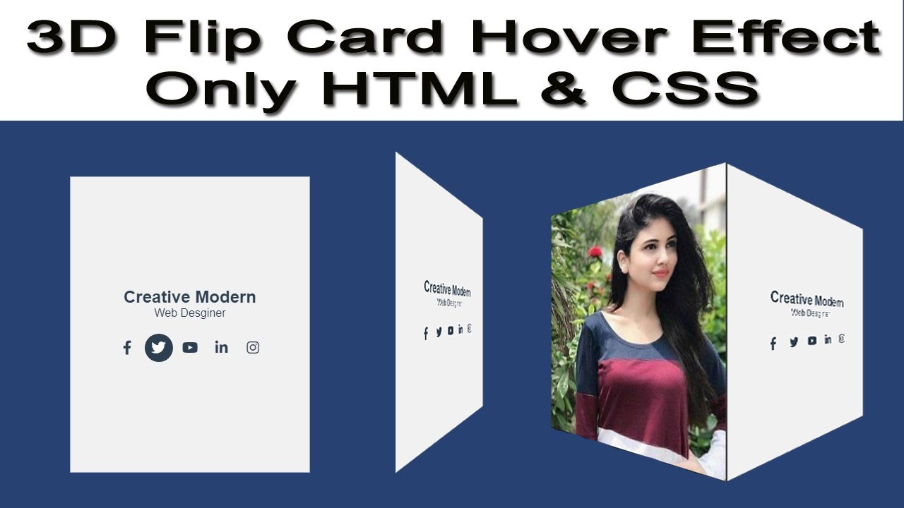 3d Flip Card Effect on Hover using only HTML CSS | CSS Hover Animation Tutorial