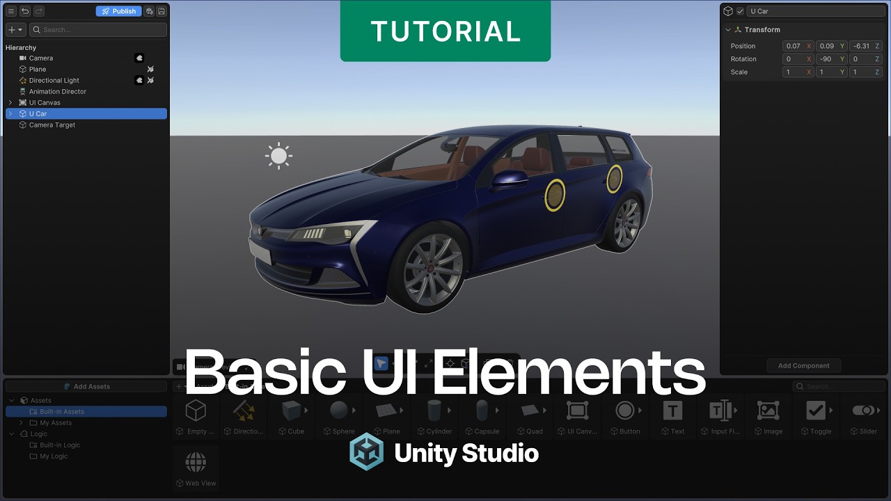 Unity Studio – Exploring the Interface: Basic UI Elements