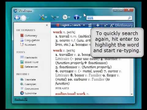 Ultralingua's Dictionary tool