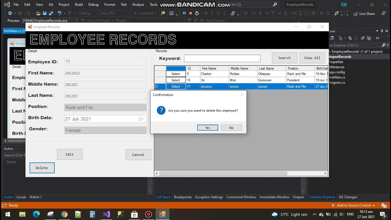 Basic ADD EDIT DELETE using Visual Studio