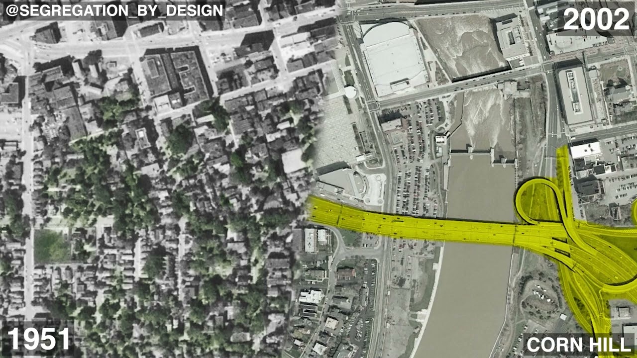 Rochester, NY, before and after highway construction and highway removal