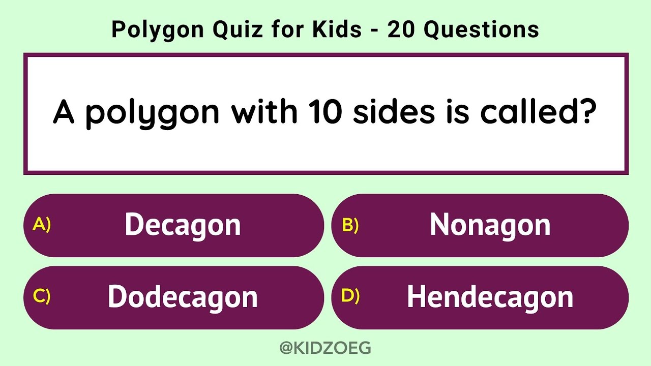 Polygon Quiz for Kids | 20 Questions | Fun Geometry Test to Learn & Practice Polygons | School Test