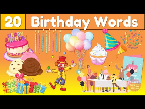 20 Birthday Words for Kids 🎂 ESL Party Vocabulary Lesson with Pictures & Pronunciation 🎈