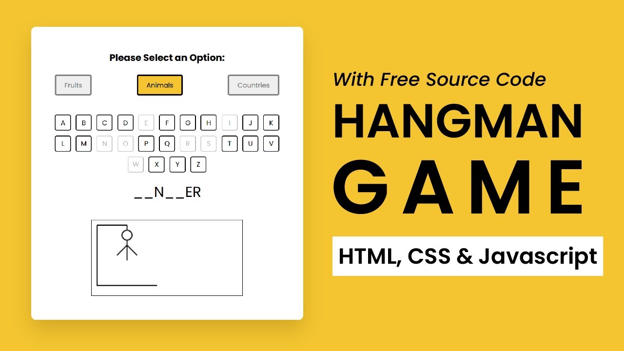 Hangman Game With Javascript | HTML, CSS & Javascript