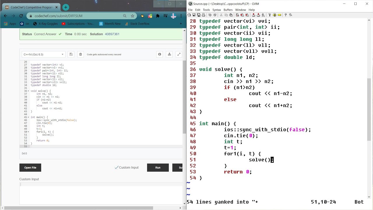 Solving CodeChef: Sum OR Difference (DIFFSUM)