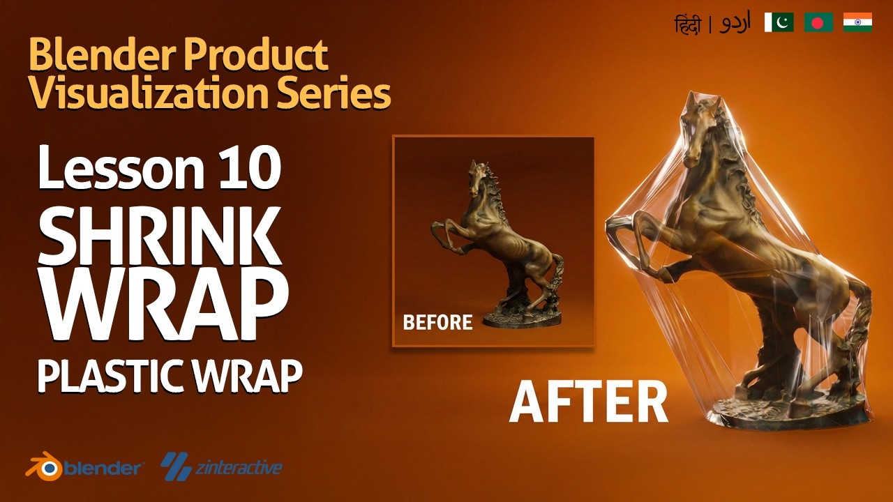 Lesson 10: Wrap Any Object with Plastic Using Shrinkwrap in Blender 5.0 (Realistic Packaging Wrap)