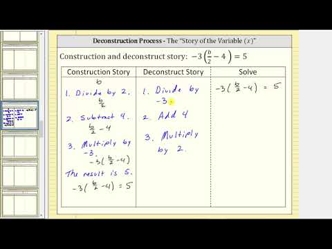 Solve An Equation Using Construct/Deconstruct Story II (Three Step ...