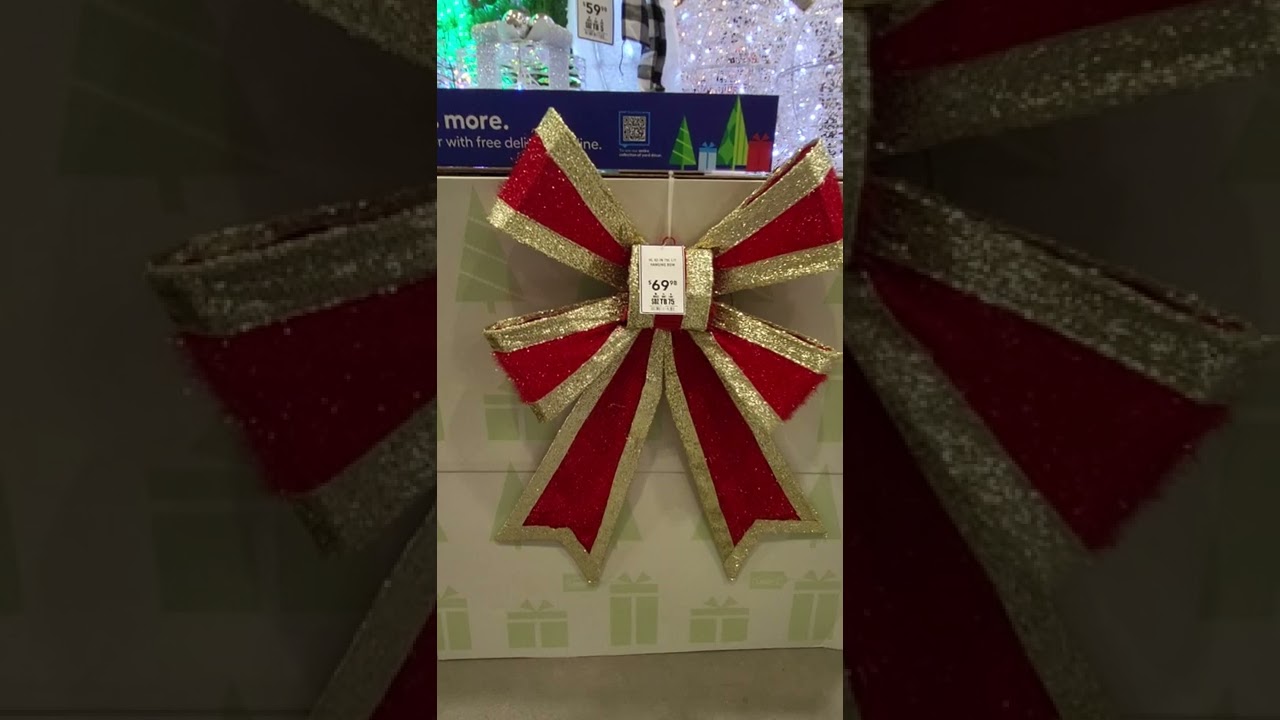 Giant Lighted Red and Gold Christmas Bow - $69.98
