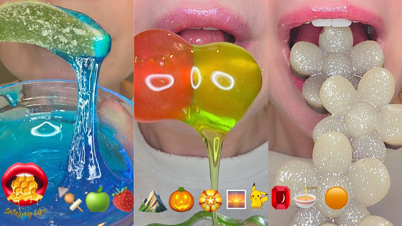 ASMR Satisfying Eating Emoji Food Challenge Mukbang Compilation