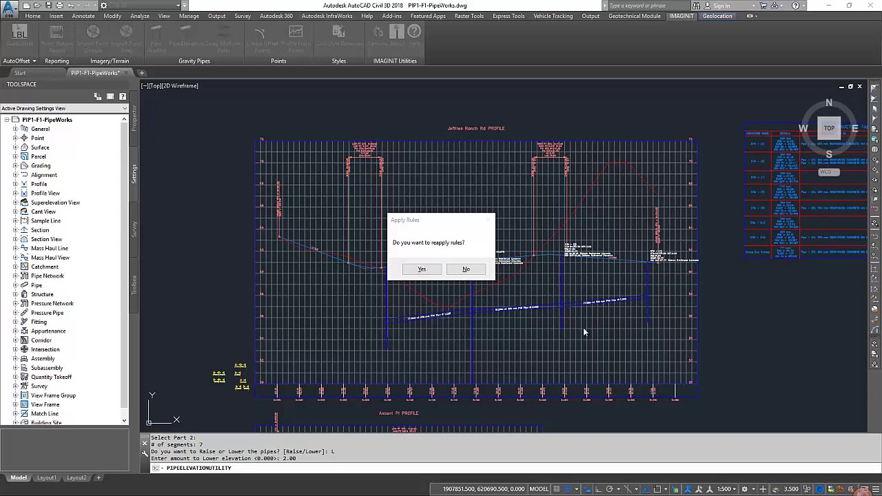 IMAGINiT Utilities for Civil 3D: Pipe Elevation Tool