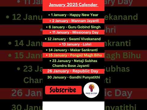 January 2025 Holidays | Festivals, Important Days & Events in India