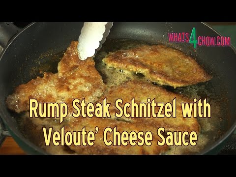 Steak Schnitzel with Veloute' Cheese Sauce - How to Make Rump Steak Schnitzel - How to Make Cheese S