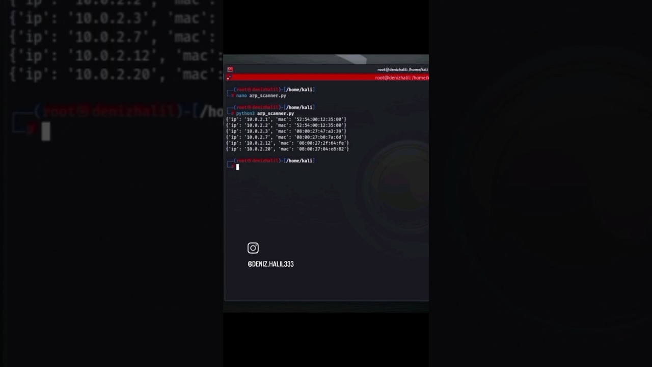 Detecting devices on the network using Python scapy #cybersecurity #kali #kali_linux #networksecurit