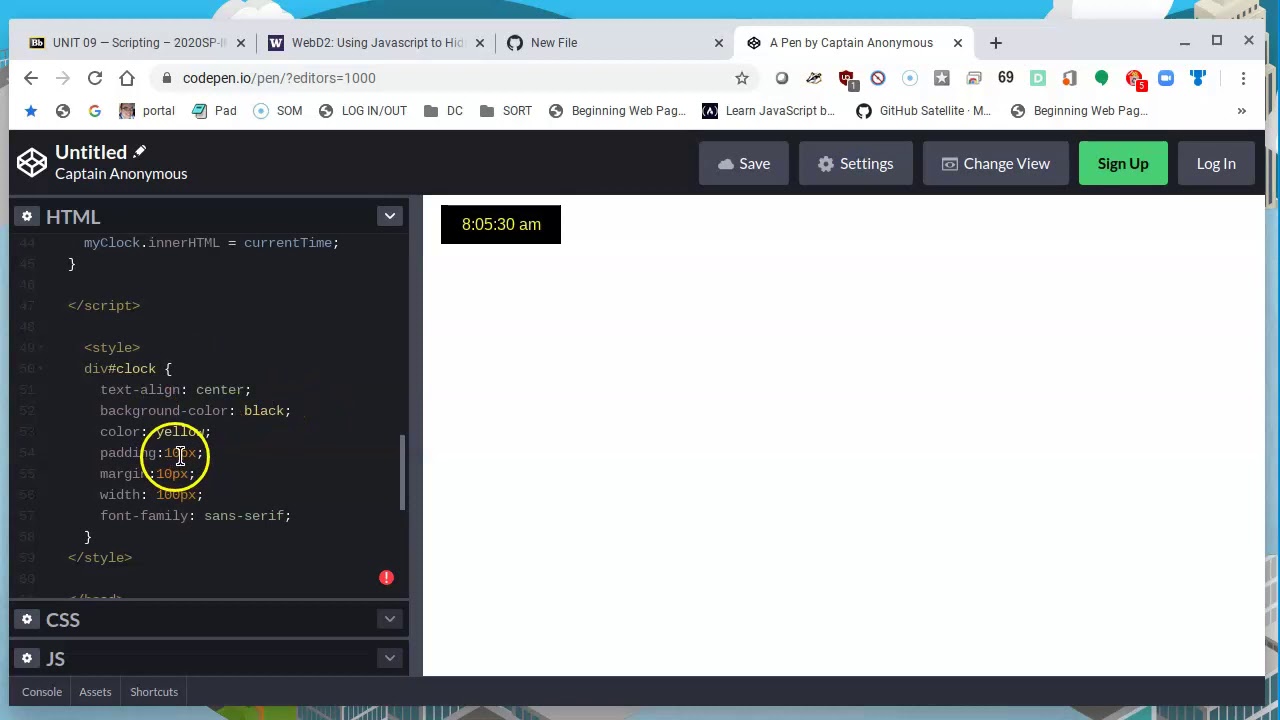 Use JavaScript to hide/show content