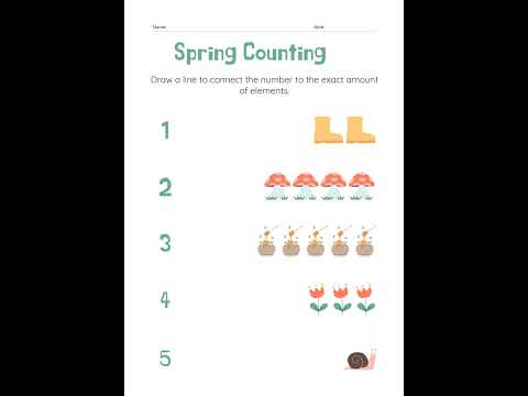 Spring Counting Worksheet in Colorful Illustrative Style 1