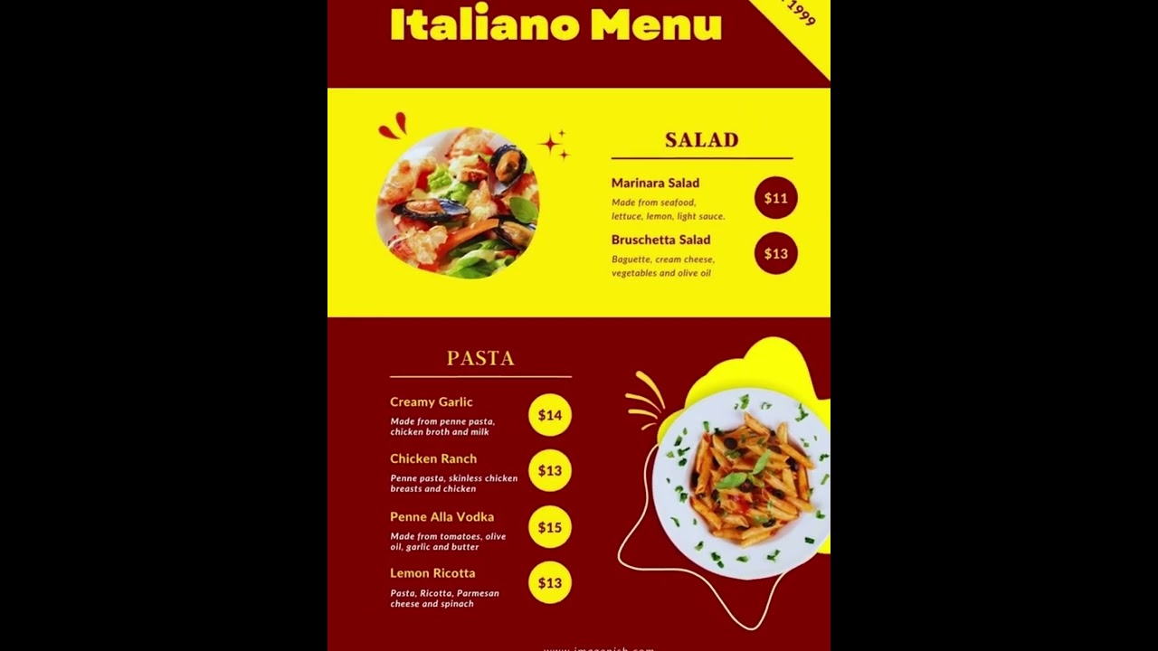 Restaurant Food Menu - Canva Food Menu Templates - Printable Restaurant Menu Template