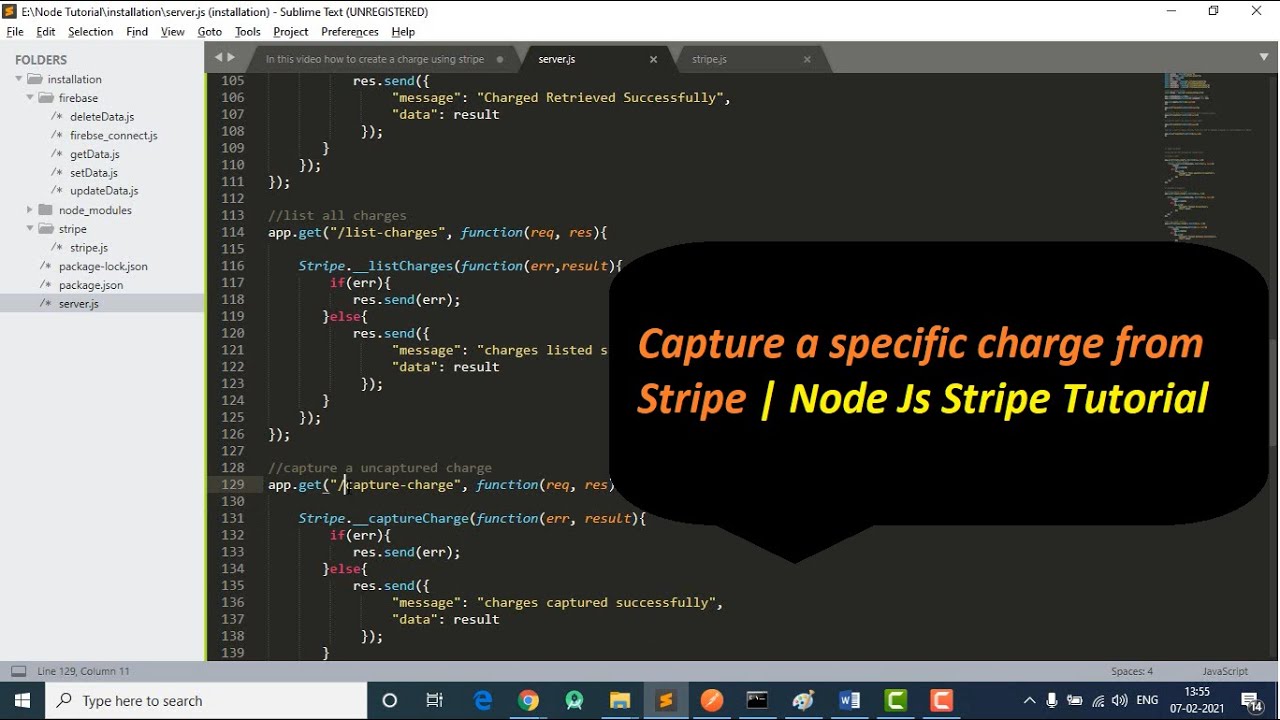 Node Js | How to capture a charge from stripe using Node Js | Stripe tutorial