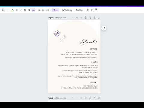 Arch Wedding Menu Template