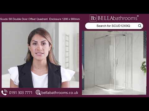 Scudo S8 Double Door Offset Quadrant Shower Enclosure 1200 x 900mm - Available at Bella Bathrooms