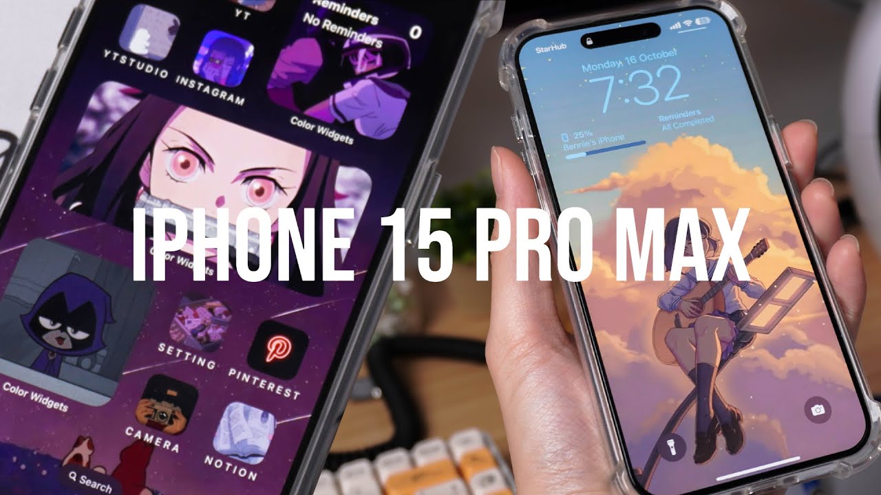 How to setup your iPhone aesthetically 💜, iPhone 15 Pro Max, Anime Aesthetic