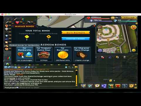 Runescape tutorial on how to use bonds for membership 2014