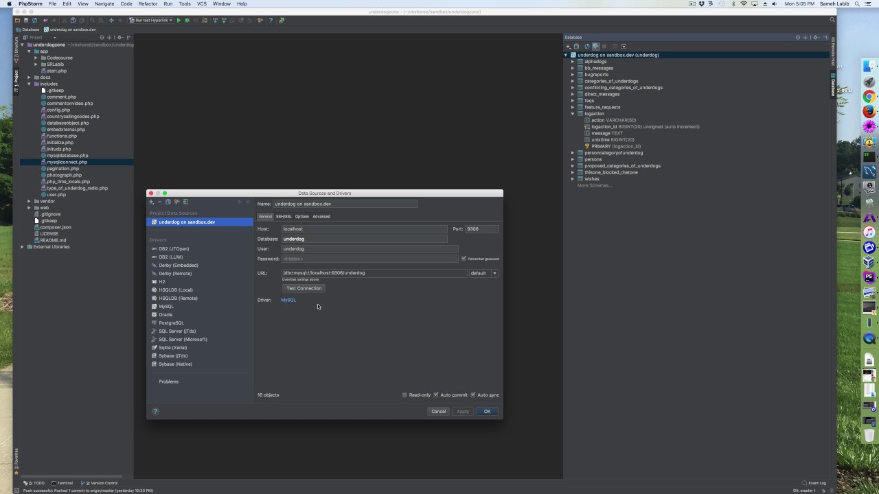 PhpStorm Adding a MySQL Data Source