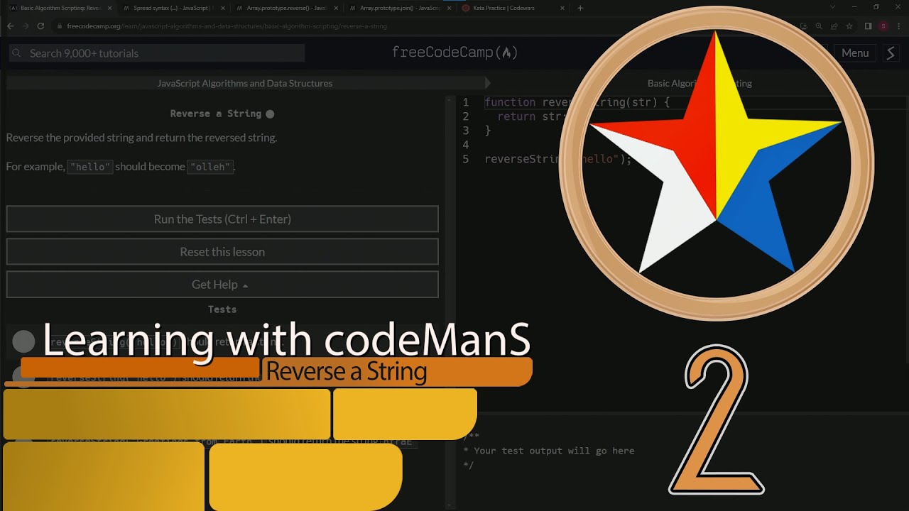 JavaScript Basic Algorithm Scripting: Reverse a String | FreeCodeCamp