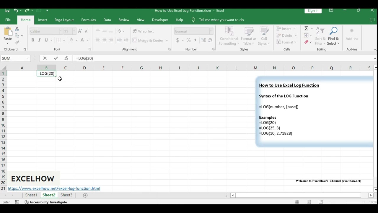 How to Use Excel Log Function