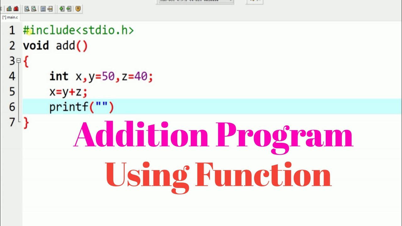 Add two numbers using Function C Programing | Addition Program using Function C Programing