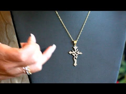 Ornate Openwork White Zircon Cross Pendant