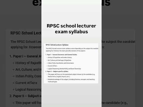 RPSC school lecturer pgt exam syllabus 2024/ RPSC school lecturer exam pattern