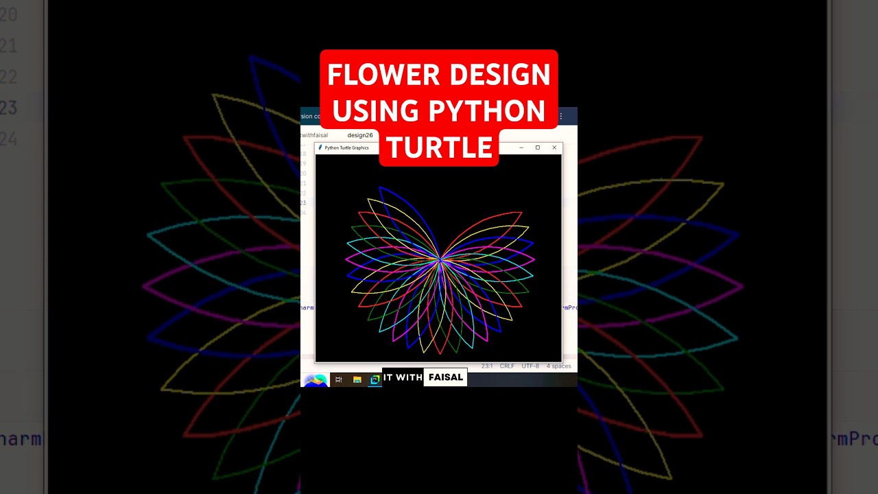 Beautiful Flower Design Using Python Turtle | Easy Python Turtle Graphics Drawing Art For Beginners